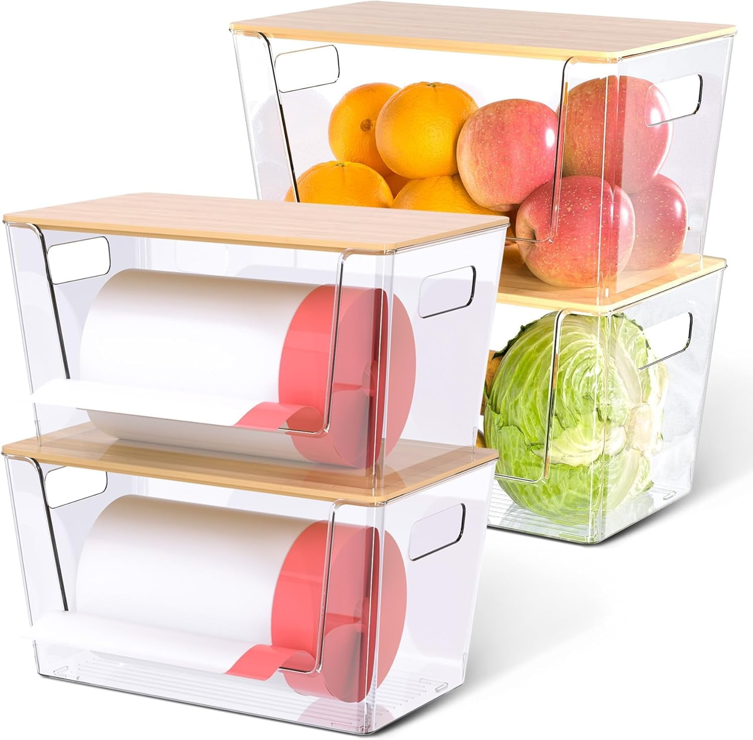4-Pack Stackable Potato & Onion Storage Bins with Ventilated Design ...