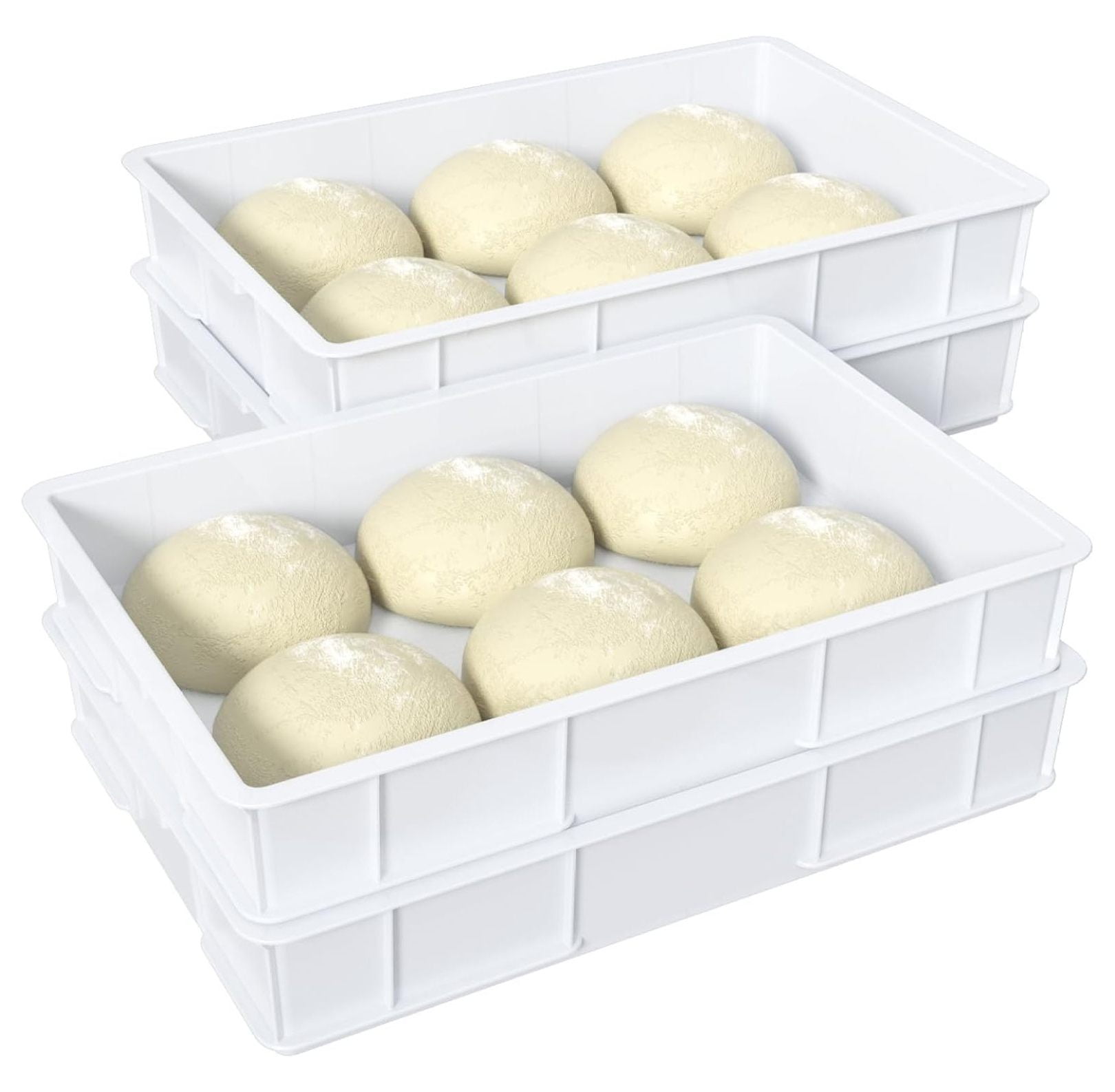 4 Pack Stackable Proofing Dough Box, White Pizza Dough Proofing Tray ...