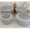 4 Pack Stackable Round Food Storage Containers, Ribbed Salad Bowls with ...