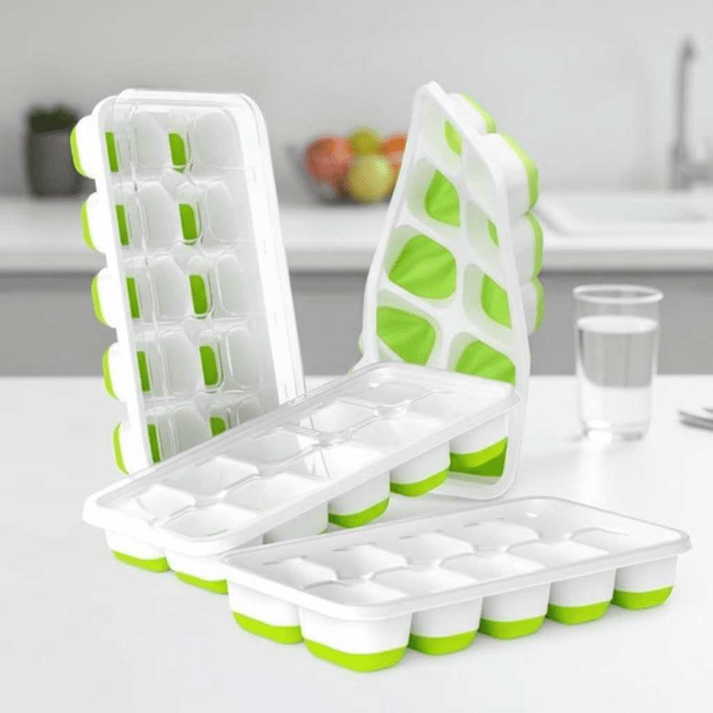 4-Pack Stackable Silicone Ice Cube Trays with Lids for Freezer, BPA ...