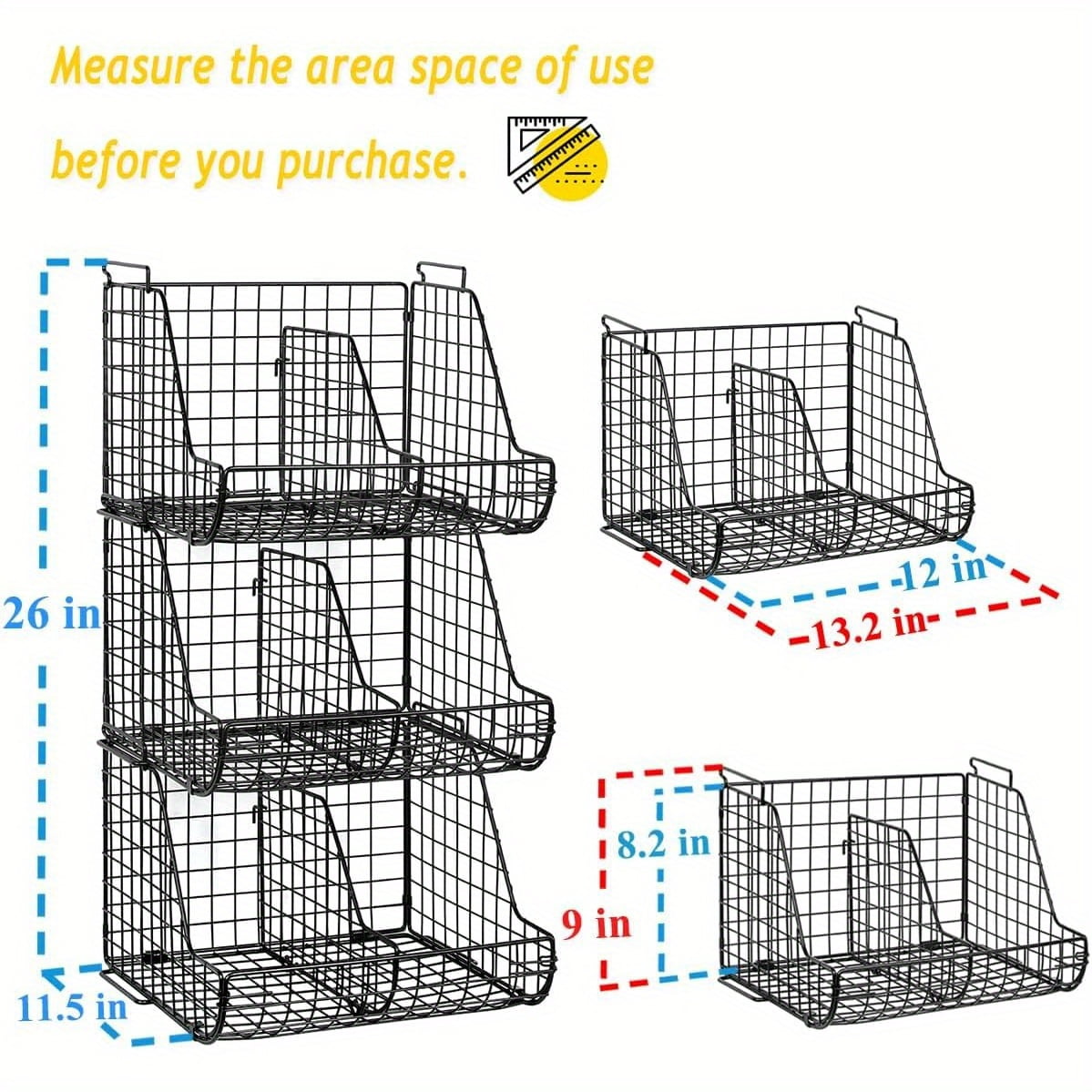 4-Pack Stackable Soda Can Organizer, 4-Tier Wire Pantry Storage with ...