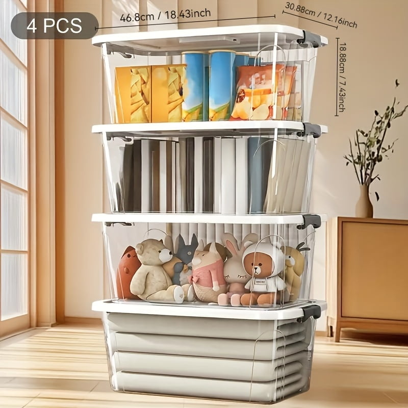 4-Pack Stackable Storage Bins with Lids & Handles – Clear Plastic ...