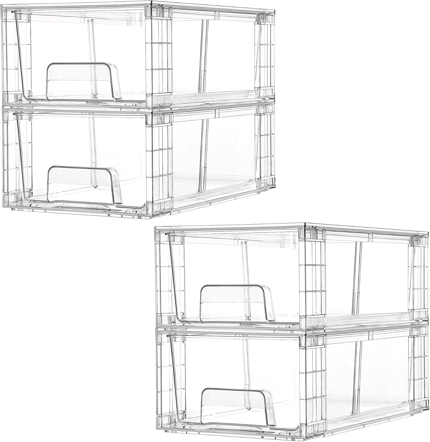 4 Pack Stackable Storage Drawers,Clear Acrylic Drawer Organizers with ...