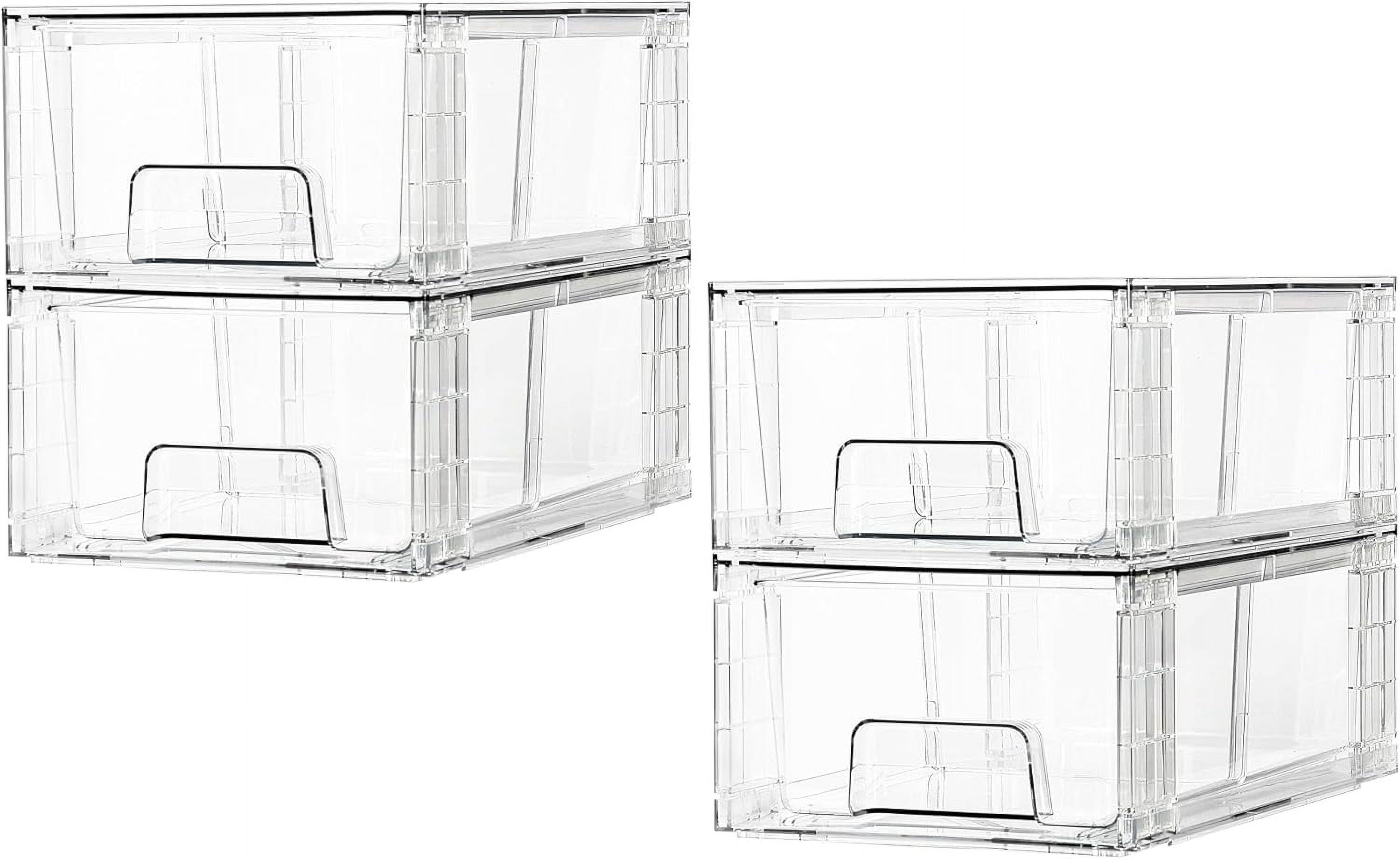 4 Pack Stackable Storage Drawers, Clear Acrylic Drawer Organizers with ...