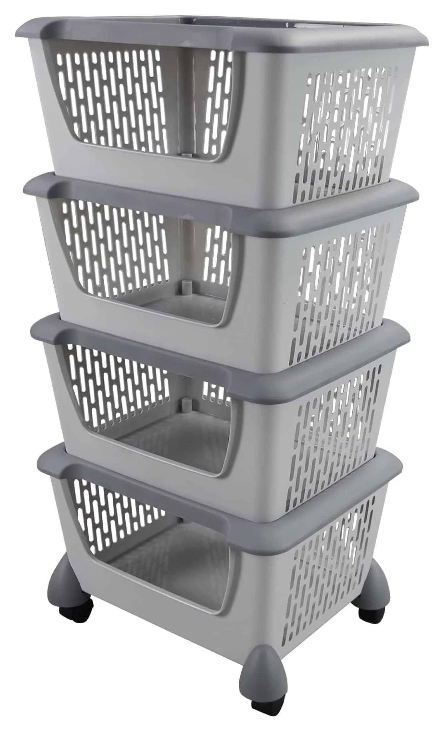 4 Pack Stacking Storage Bins, Multipurpose Large Plastic Baskets ...