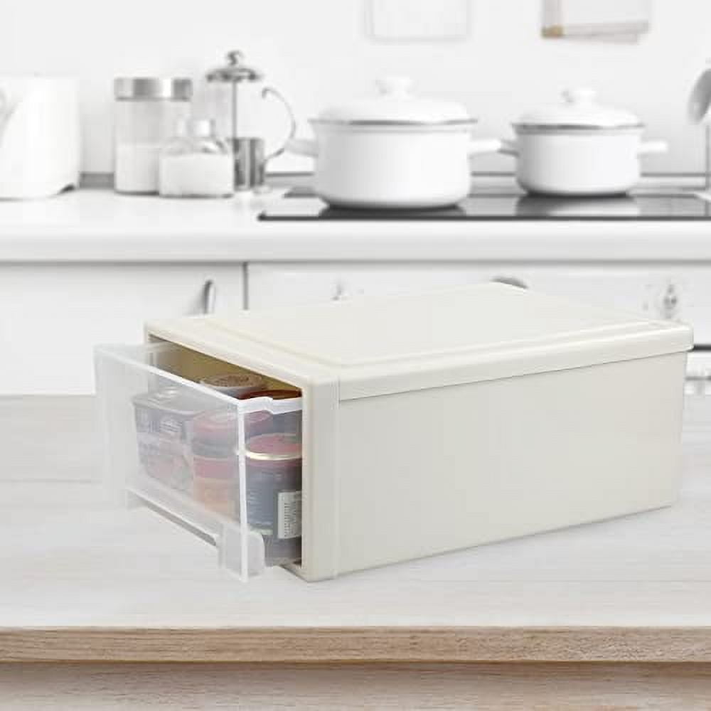 4 Pack Stacking Storage Chest Drawer, 12 Quart Organizer Box Bin ...