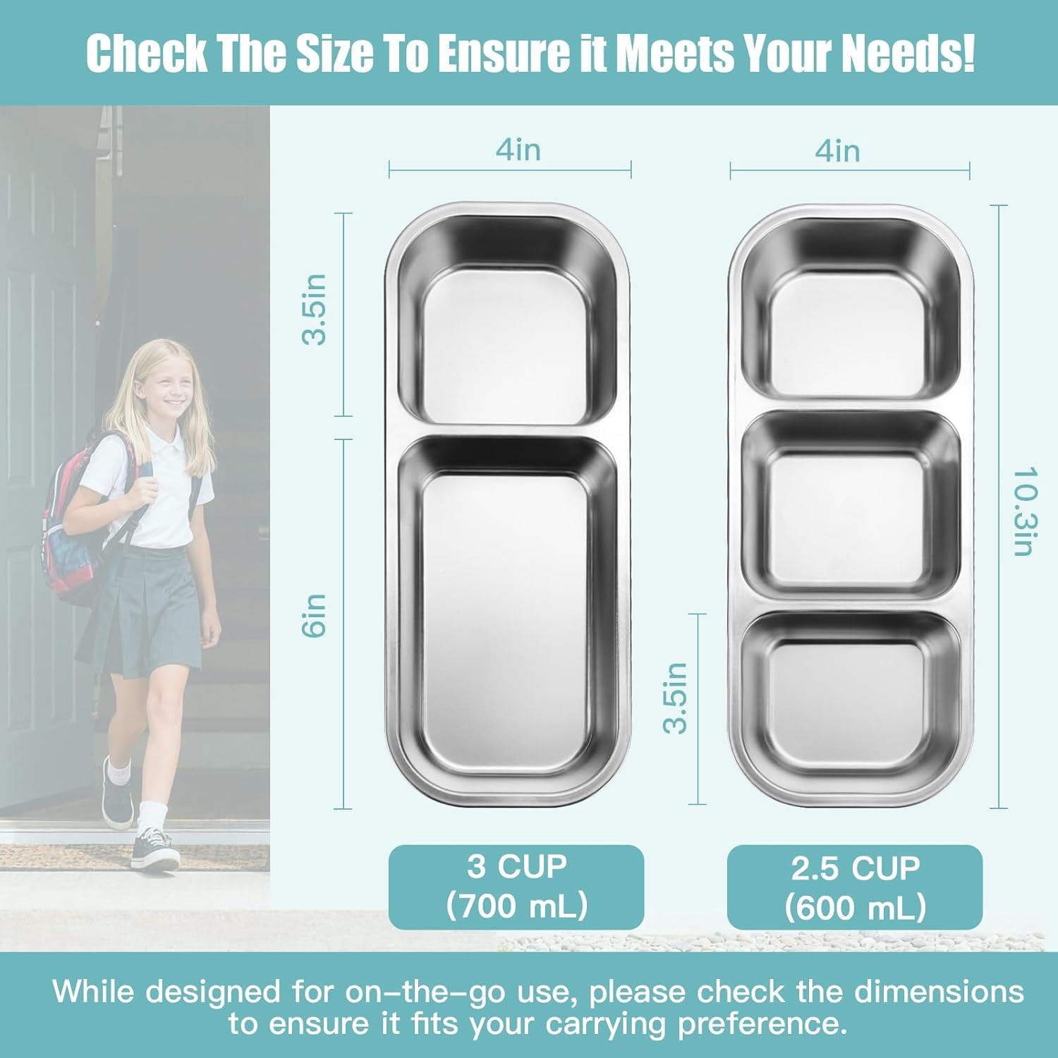 4 Pack Stainless Steel Bento Lunch Containers with Lids – 2 & 3 ...