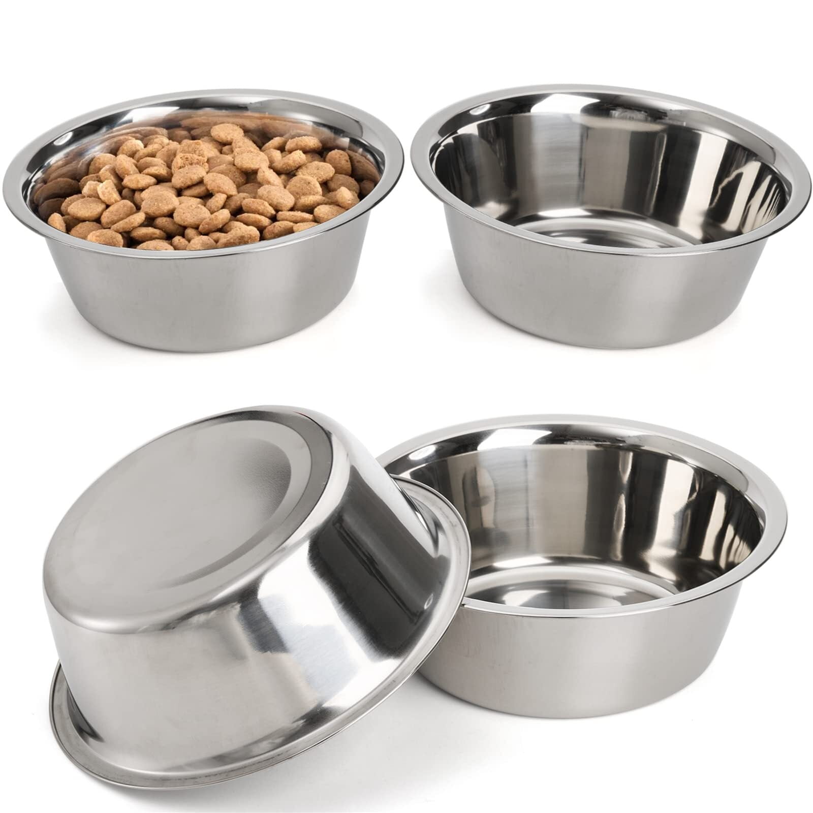 4-Pack Stainless Steel Dog Bowl, Metal Food and Water Dish for Large ...