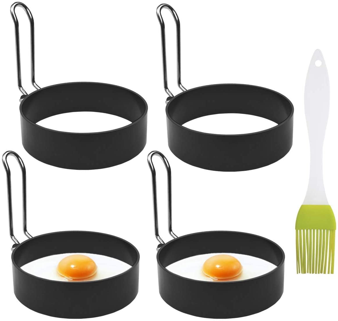 4 Pack Stainless Steel Eggs Maker Non Stick Round Egg Cooker for ...