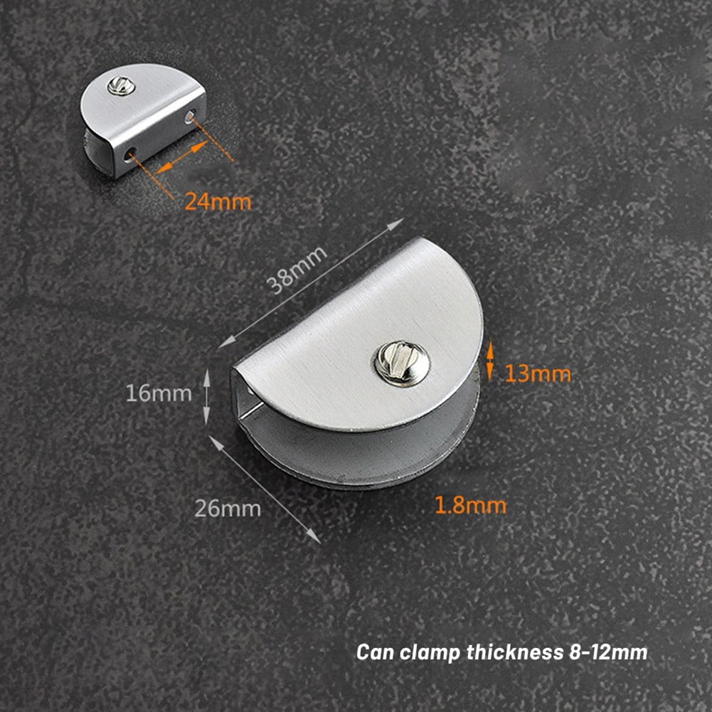 4 Pack Stainless Steel Glass Shelf Support Brackets with Silicone Pads for Mirrors and Shelves ...