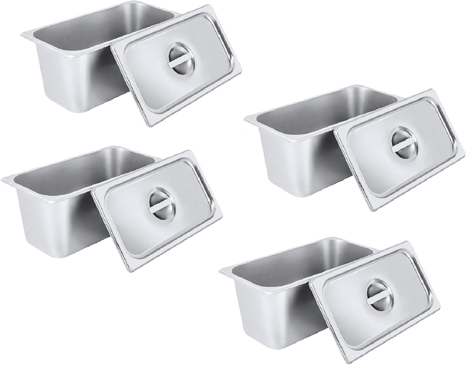 4 Pack Stainless Steel Hotel Pans, 1/3 Size-6" Deep Steam Table Pan ...