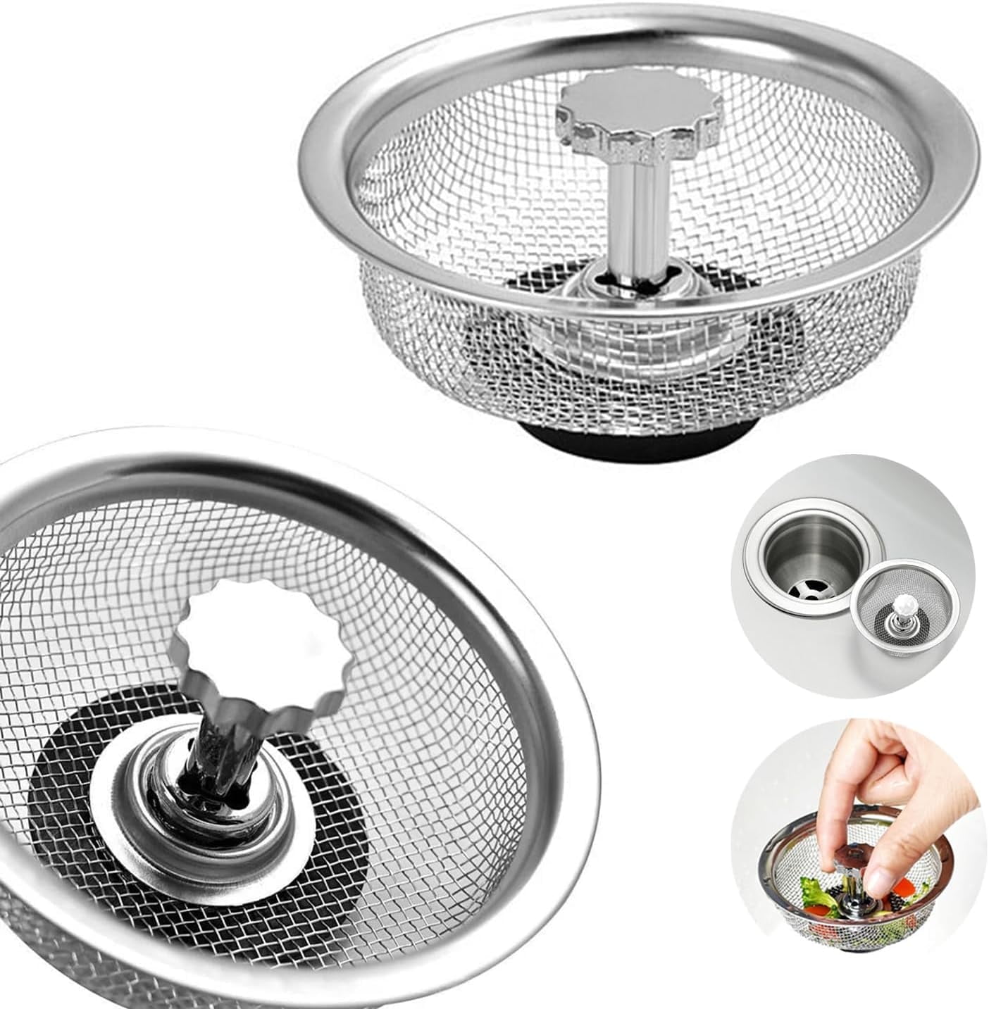 4 Pack - Stainless Steel Kitchen Sink Strainer Basket Replacement for ...