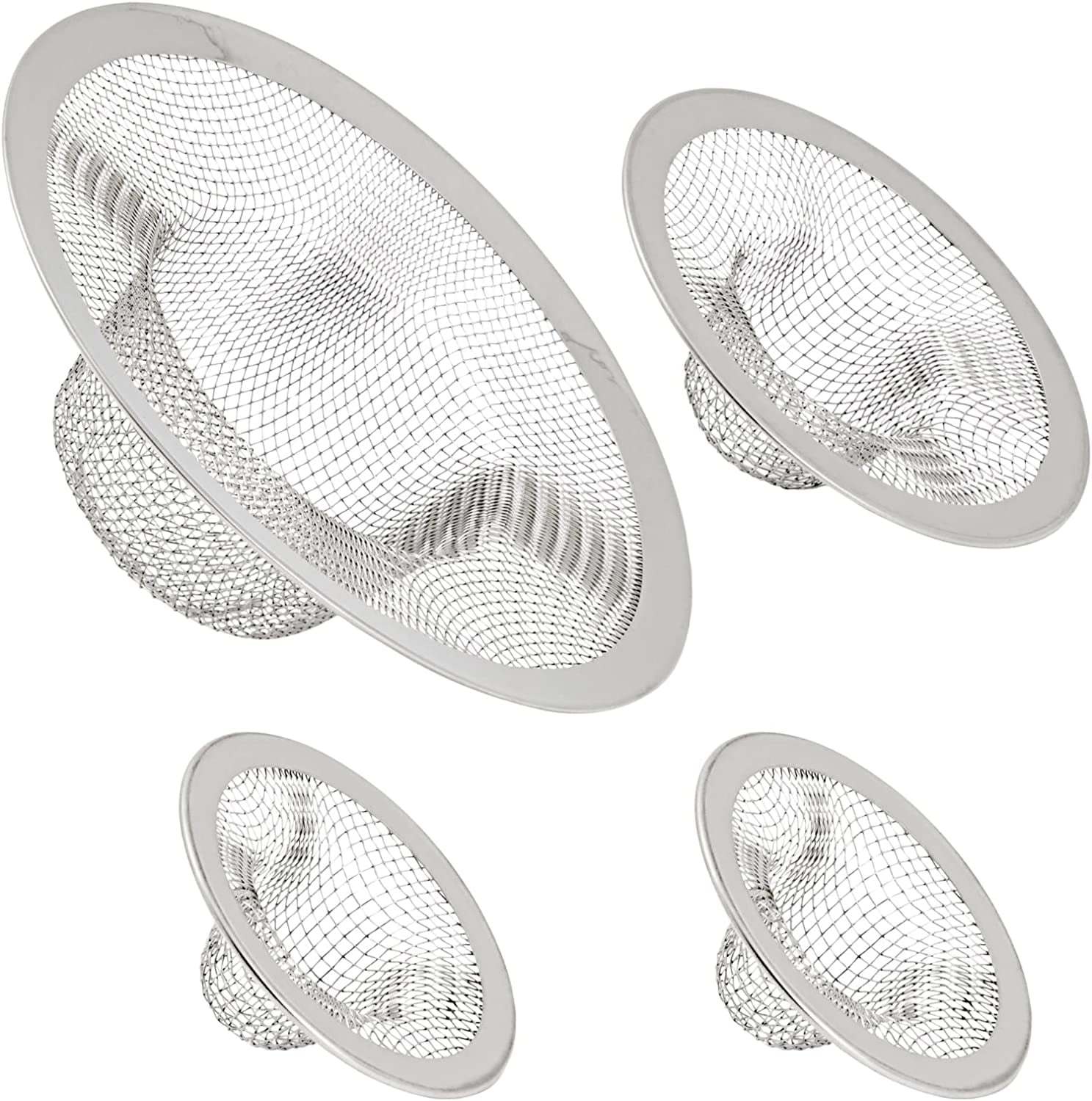 4-Pack Stainless Steel Mesh Sink Strainer Set for Kitchen and Bathroom ...