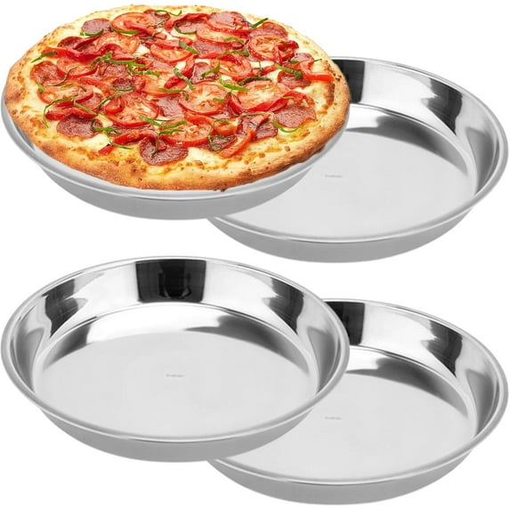 4 Pack Stainless Steel Pizza Pan, 12.4 Inch Deep Dish Pizza Pan Round ...