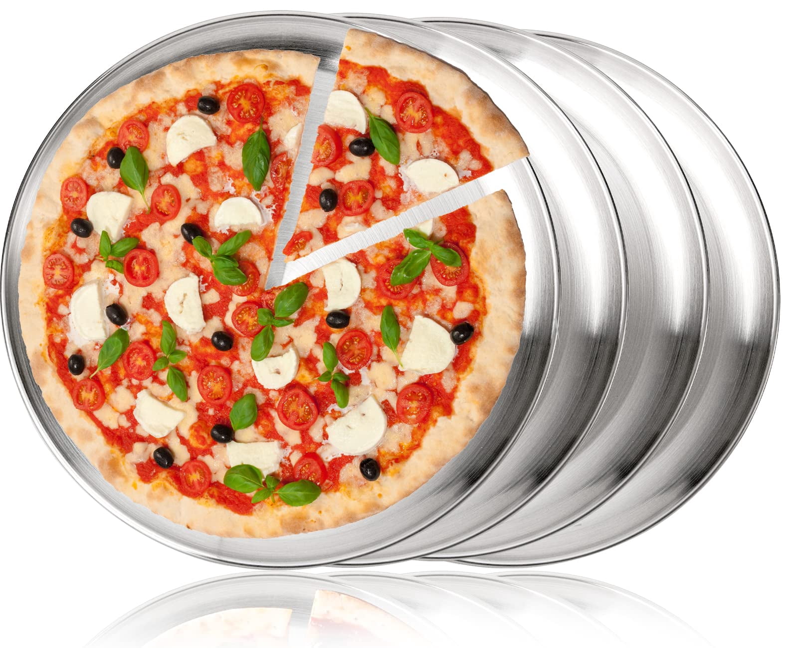 4 Pack Stainless Steel Pizza Pans 13.5 Inch Round Tray for Baking ...