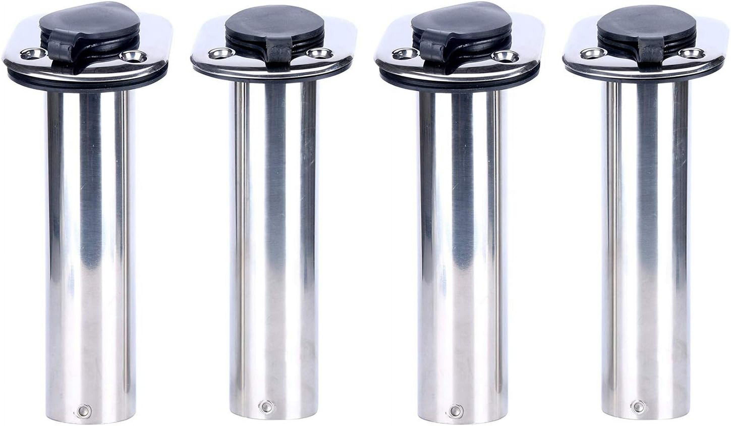 4 Pack Stainless Steel Rod Holders with Rubber Cap, Liner & Gasket - 15 ...