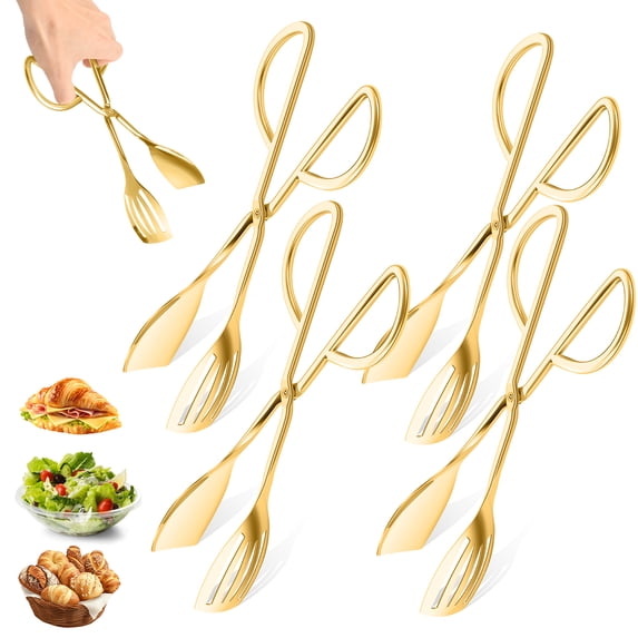 4 Pack Stainless Steel Salad Tongs, Buffet Tongs with Scissor Handles ...