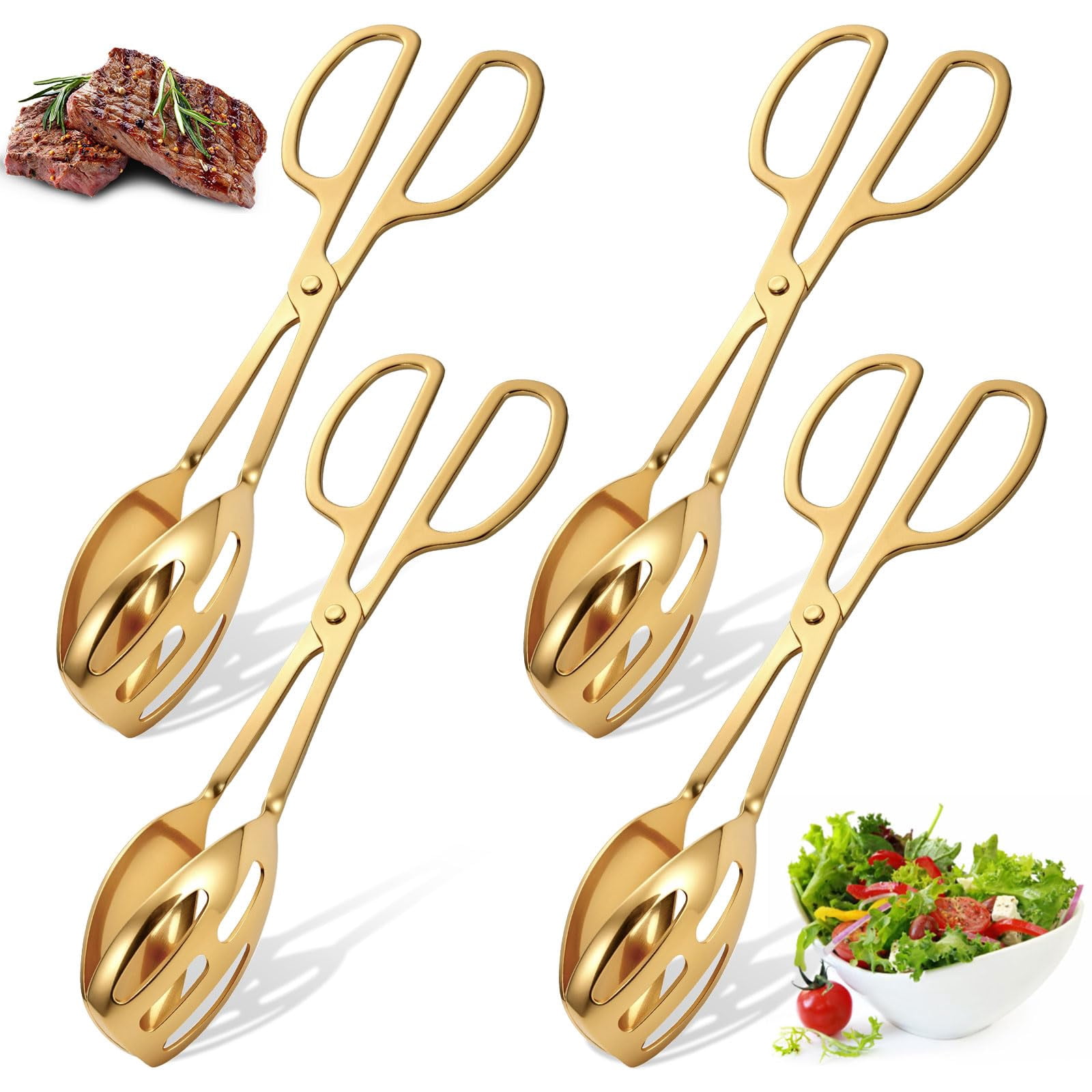 4 Pack Stainless Steel Serving Tongs for Buffet, Grill and Barbecue ...