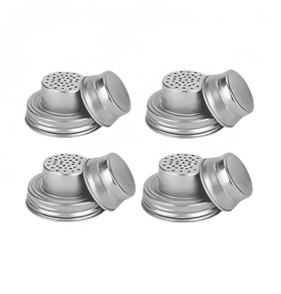 4-Pack Stainless Steel Spice Jar Lids with Silicone Sealing Ring - Fits ...