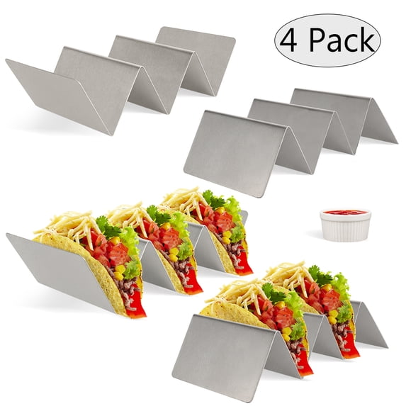 4-Pack Stainless Steel Taco Holder Stand, Holds 2 or 3 Tacos Each ...