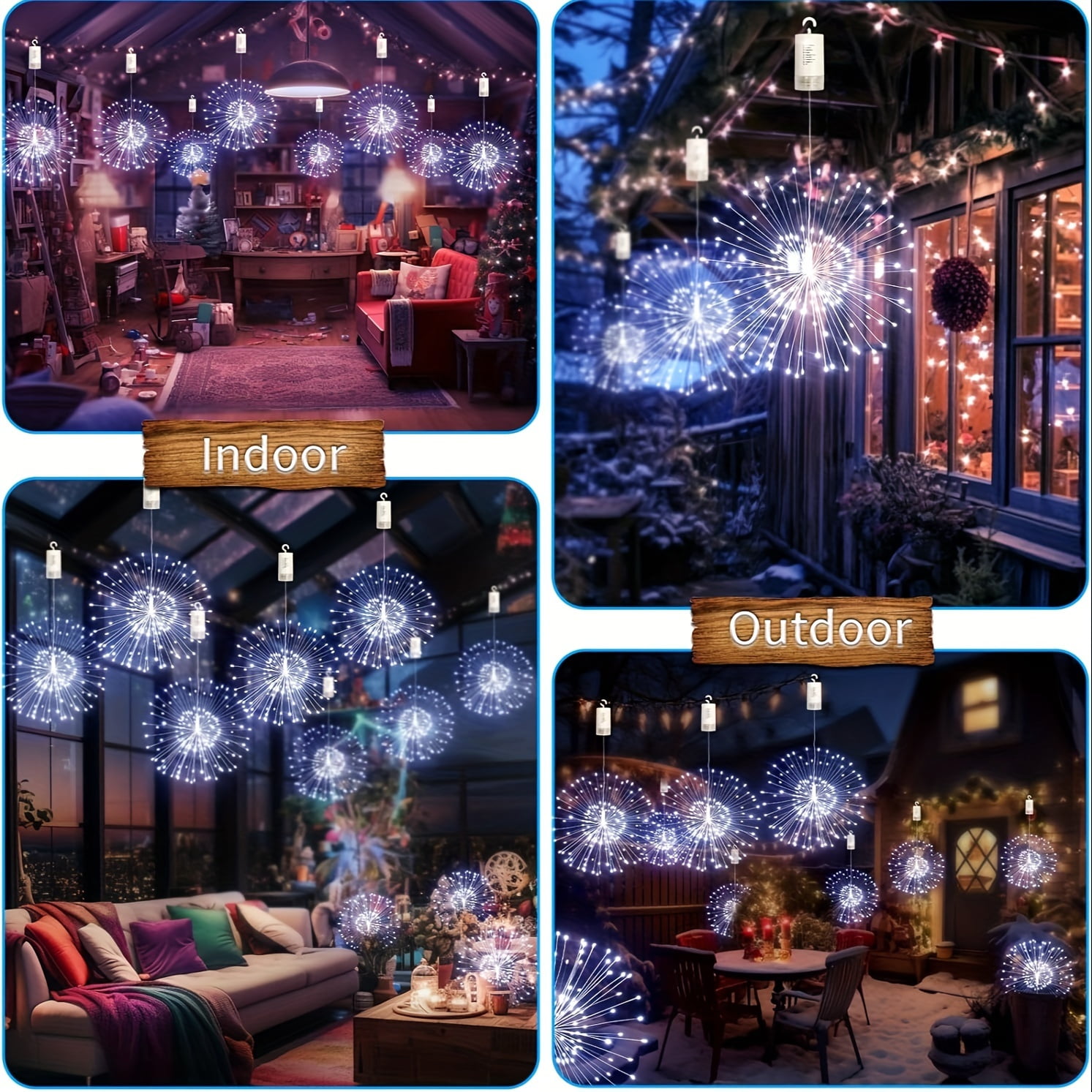 4 Pack Starburst Sphere Lights 800 LED Firework Lights, 8 Modes ...