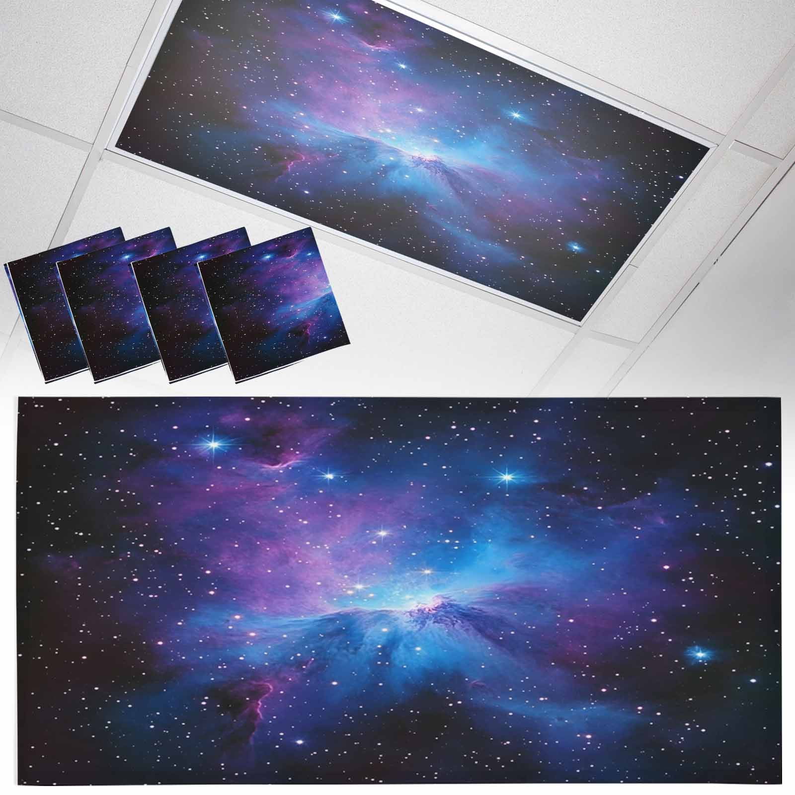 4 Pack Starry Sky Fluorescent Light Covers for Ceiling Lights Dark Blue ...
