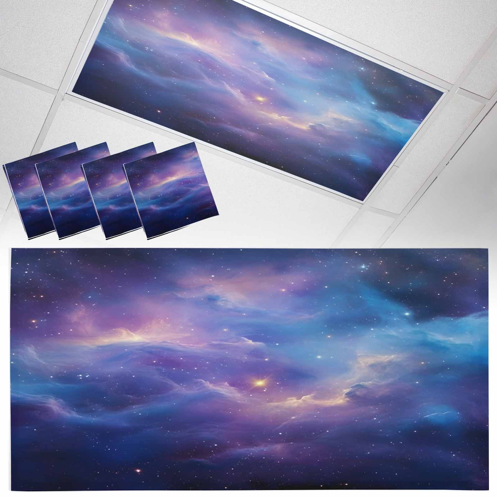 4 Pack Starry Sky Fluorescent Light Covers for Ceiling Lights Purple ...