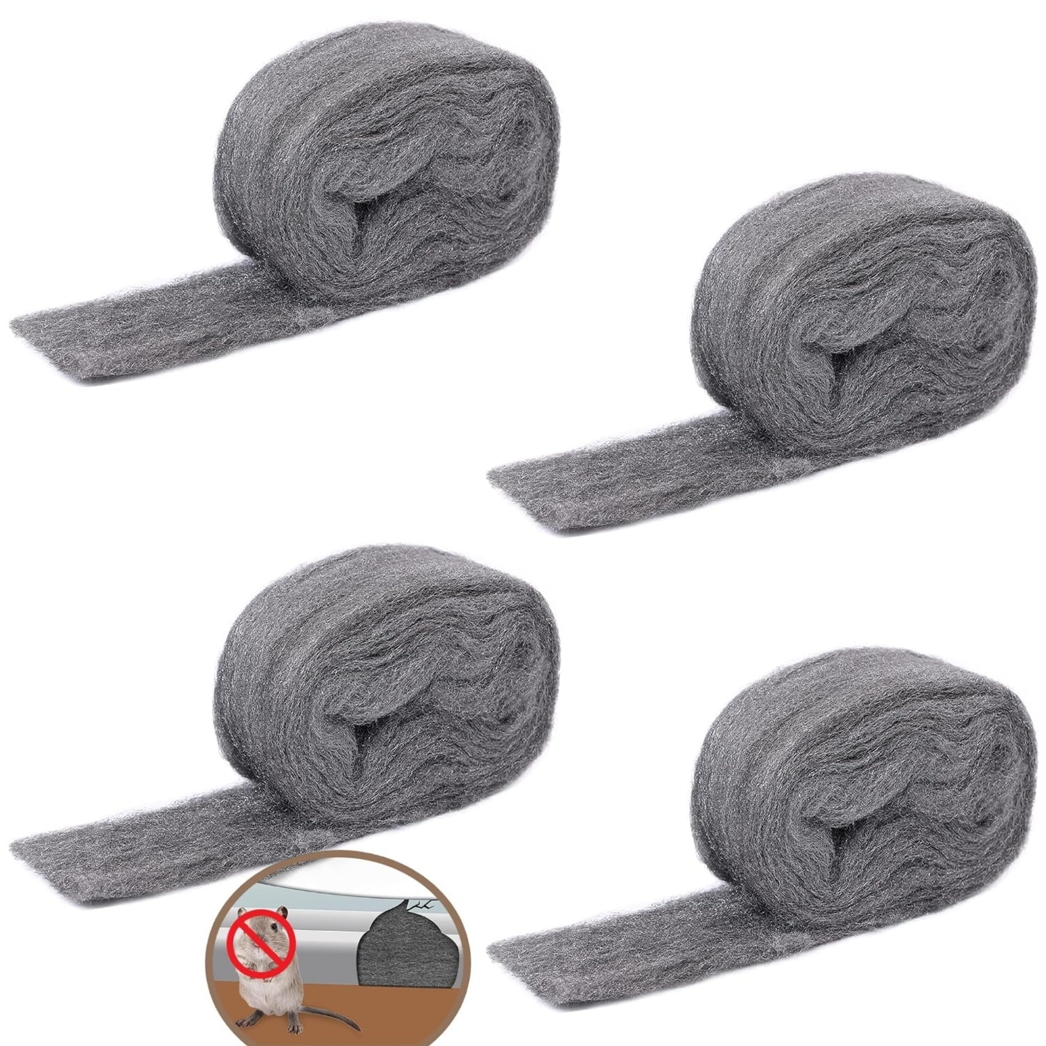 4 Pack Steel Wool for Mice Control,3"x13 Ft Wire Mesh Roll Hole Filler ...