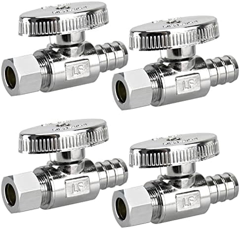 4 Pack Stop Valves, 1/4 Turn Straight Stop Valves, 3/8" OD Compression ...