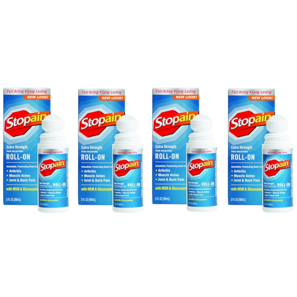 Stopain Extra Strength Pain Relieving Liquid Roll-on - 4 Pack, 3oz Each ...
