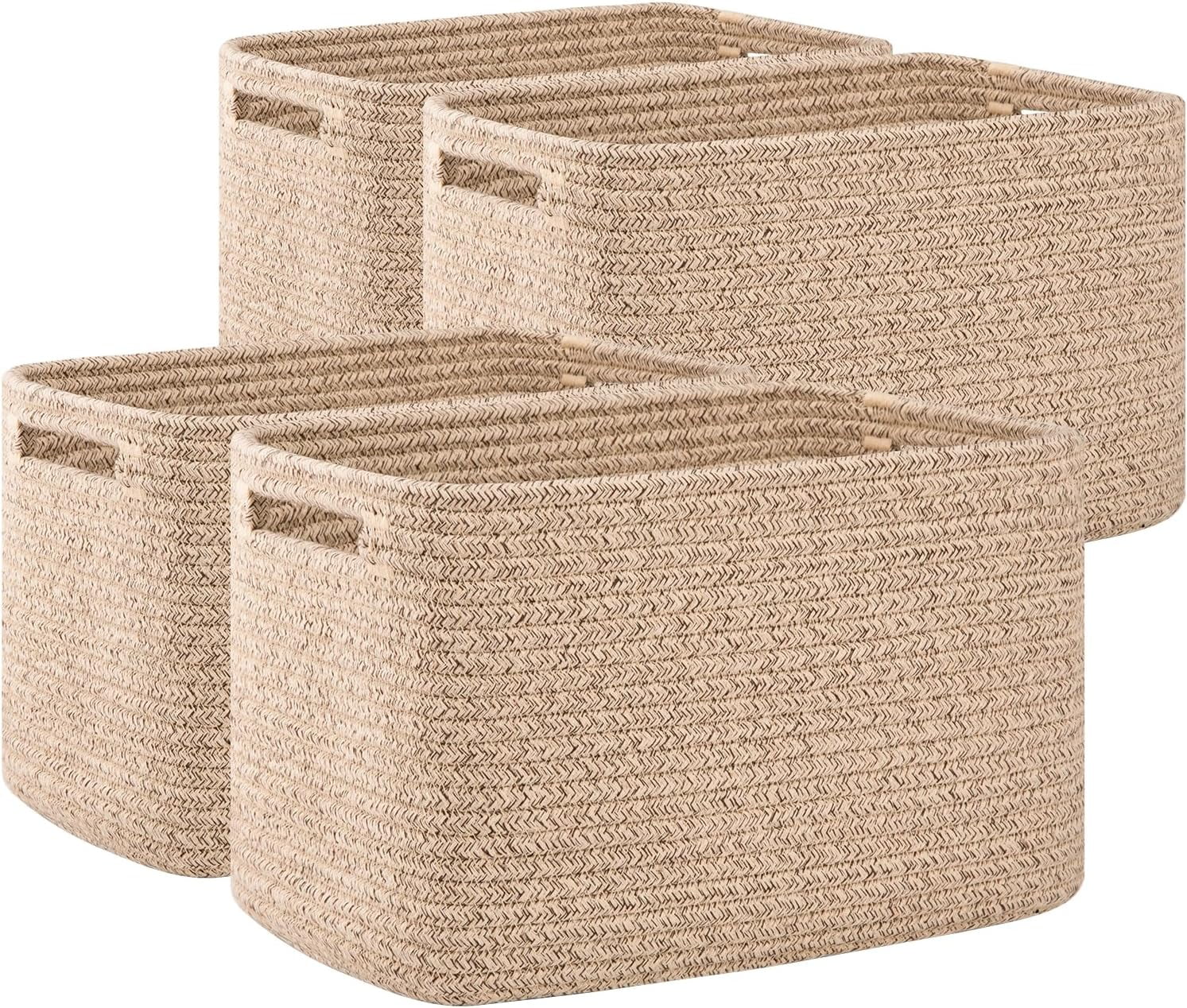 4 Pack Storage Baskets for Organizing, Cube Storage Bins for Shelves ...