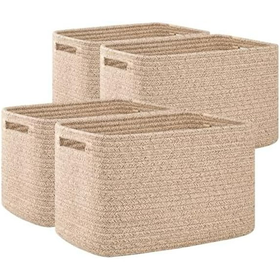 4 Pack Storage Baskets for Organizing, Cube Storage Bins for Shelves ...