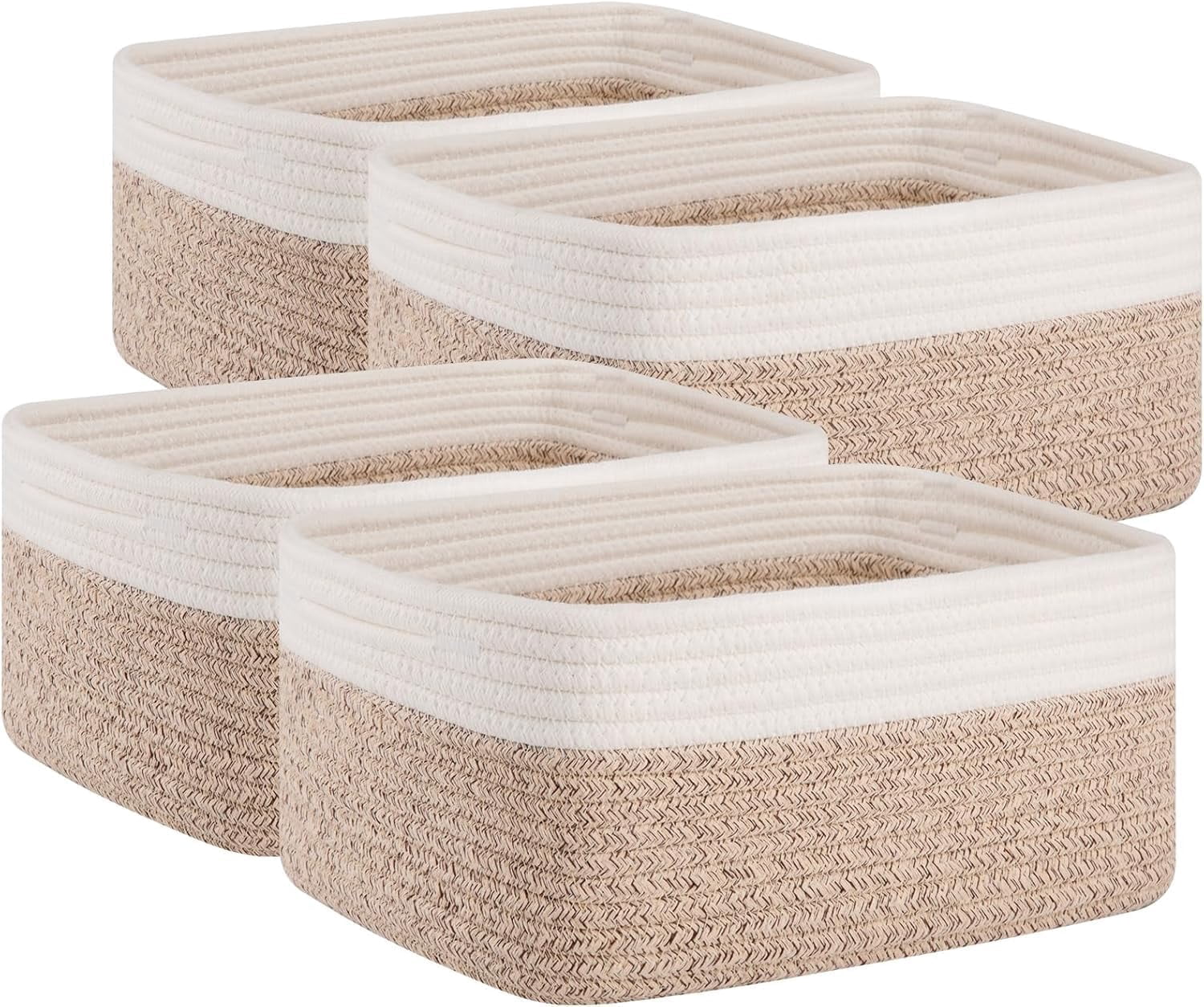 4 Pack Storage Baskets for Organizing, Small Decorative Storage Bins ...