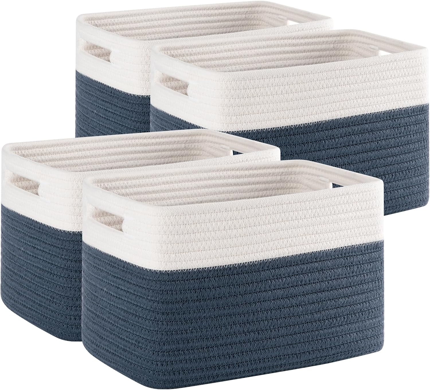 4 Pack Storage Baskets for Organizing, Woven Baskets for Shelves ...