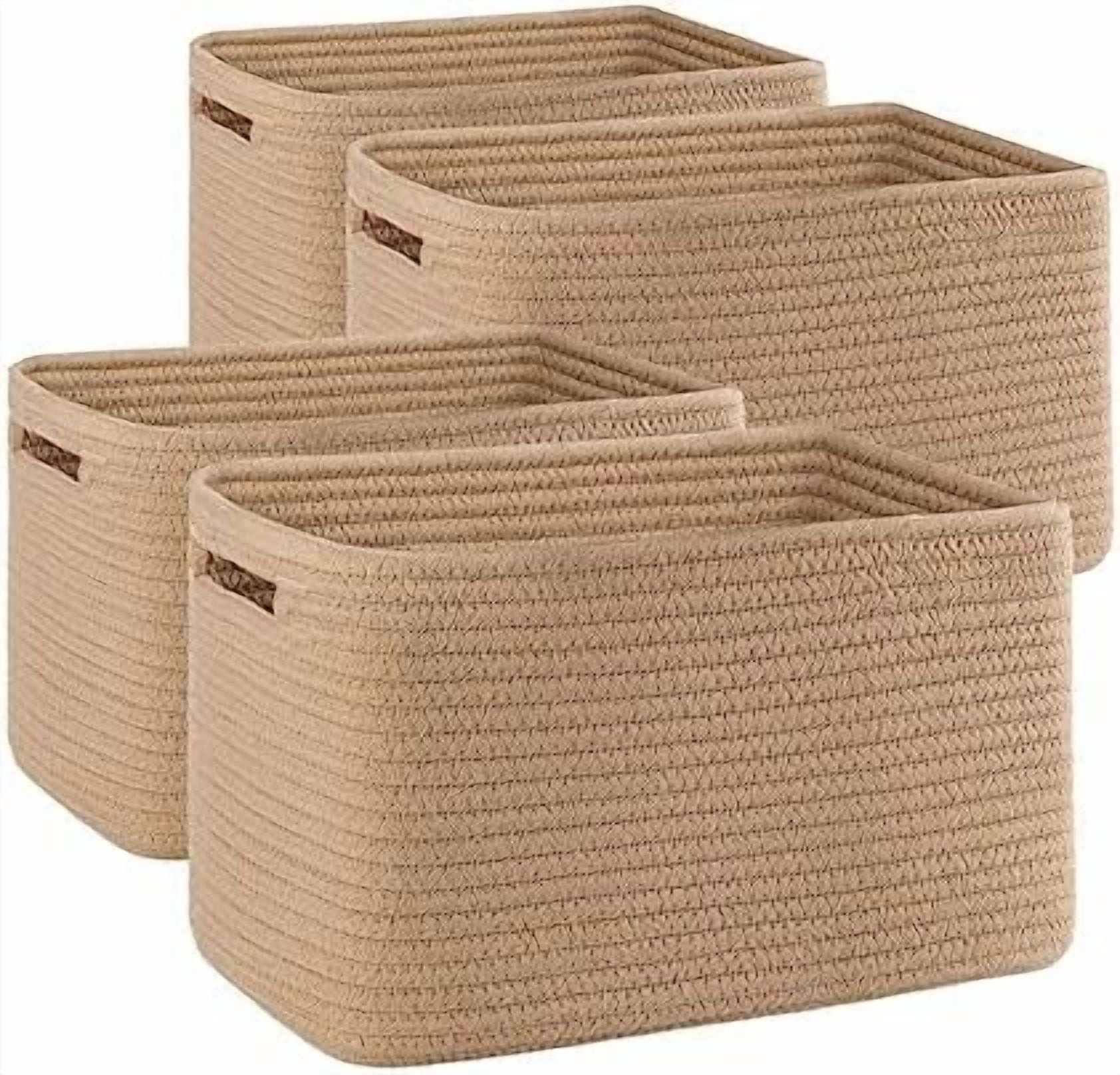 4 Pack Storage Baskets for Organizing, Woven Baskets for Shelves ...