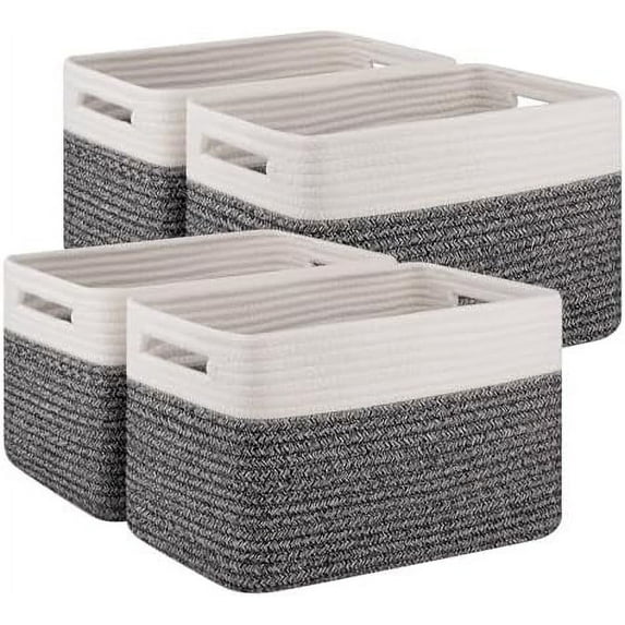 4 Pack Storage Baskets for Organizing, Woven Baskets for Shelves ...