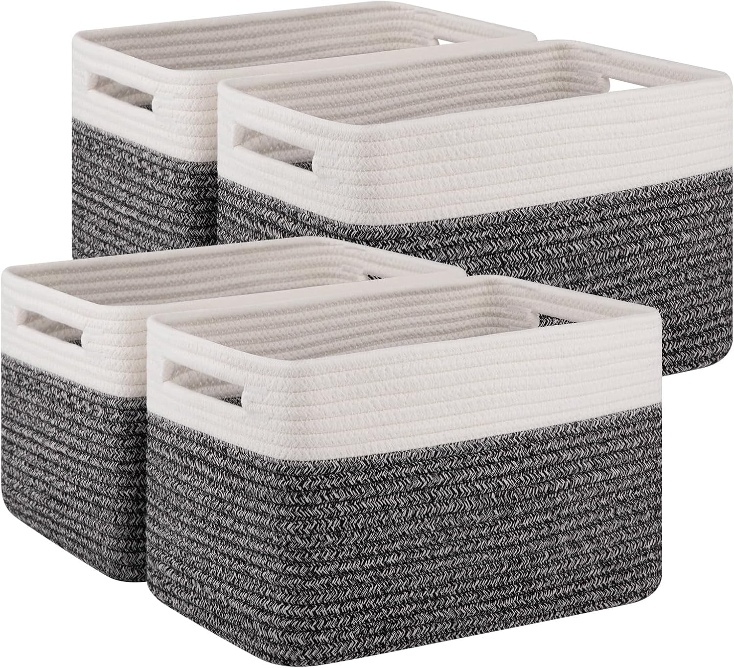 4 Pack Storage Baskets for Organizing, Woven Baskets for Shelves ...