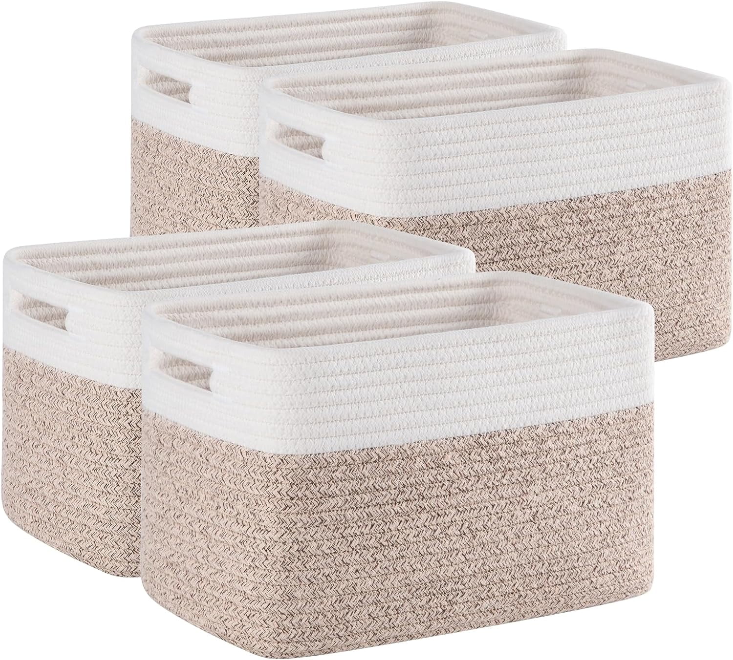 4 Pack Storage Baskets for Organizing, Woven Baskets for Shelves ...