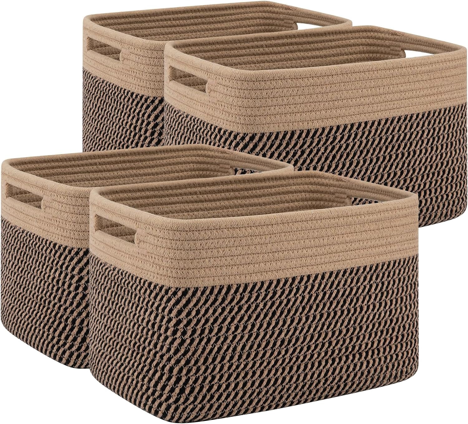 4 Pack Storage Baskets for Organizing, Woven Baskets for Shelves ...