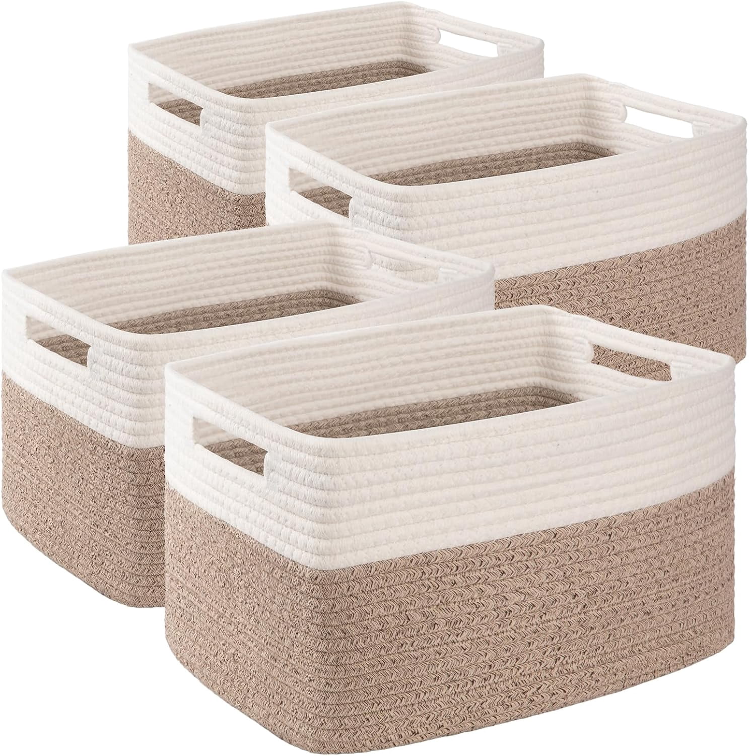 4 Pack Storage Baskets for Organizing, Woven Baskets for Shelves ...