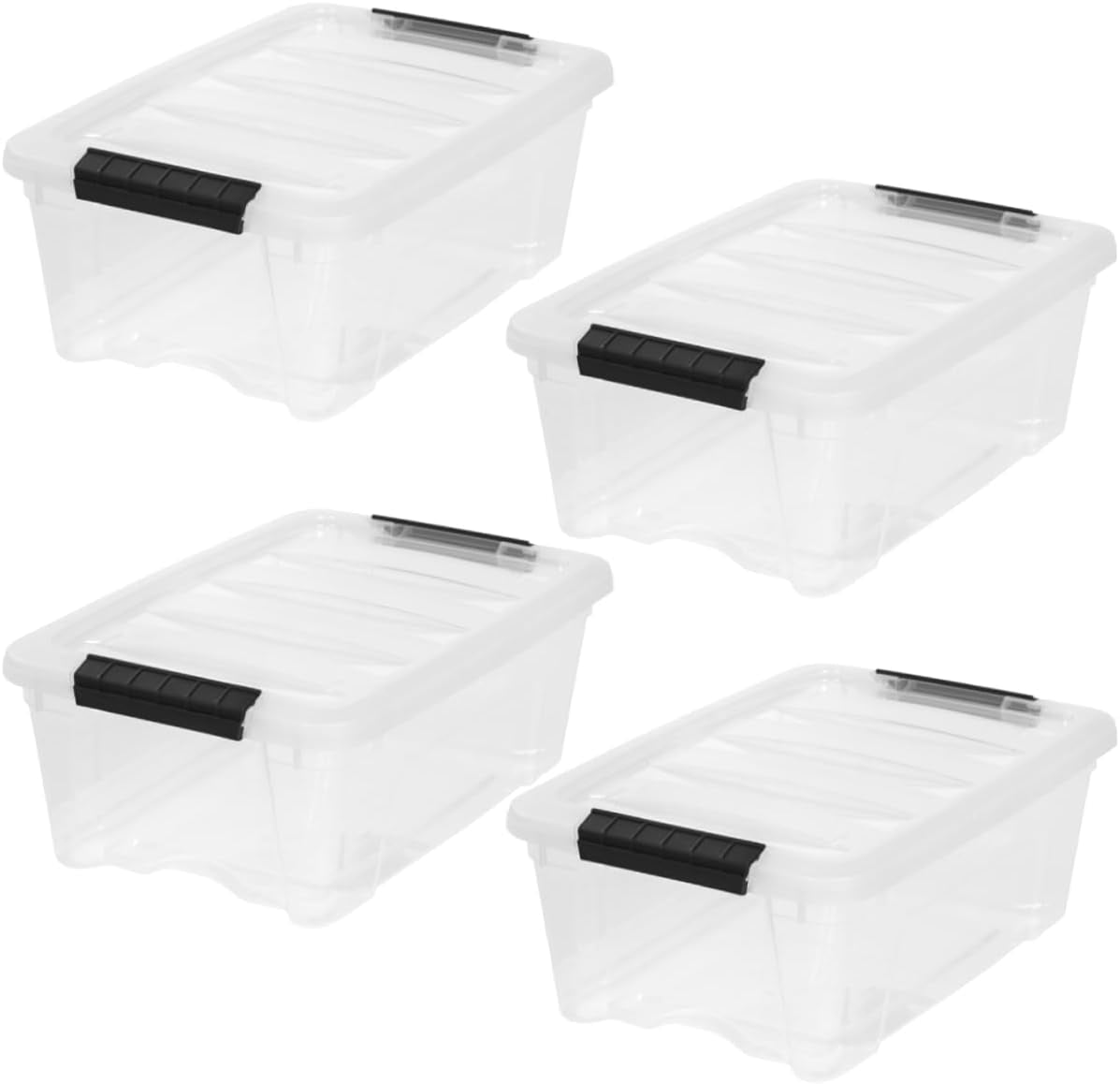 4-Pack Storage Bins with Lids, 13 Quart, Made in USA Stackable See ...