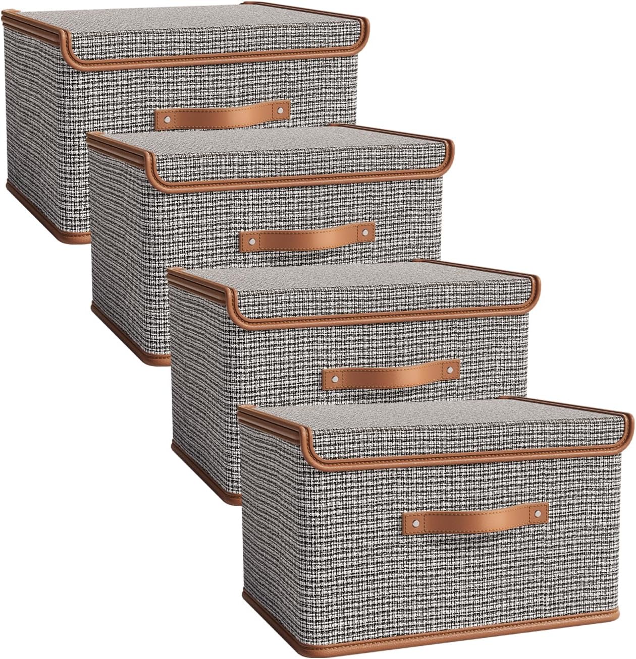 4 Pack Storage Bins with Lids, Collapsible Closet Organizer Container ...