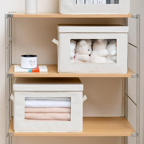 4-Pack Storage Bins with Lids, Fabric Foldable Storage Bins with Soft ...