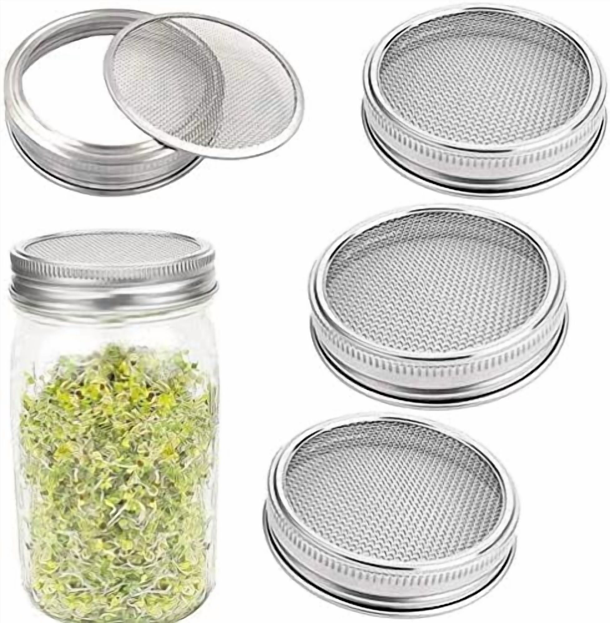 4 Pack Strainer Mesh Lids 316 Stainless Steel WIDE MOUTH Sprouting Lids ...