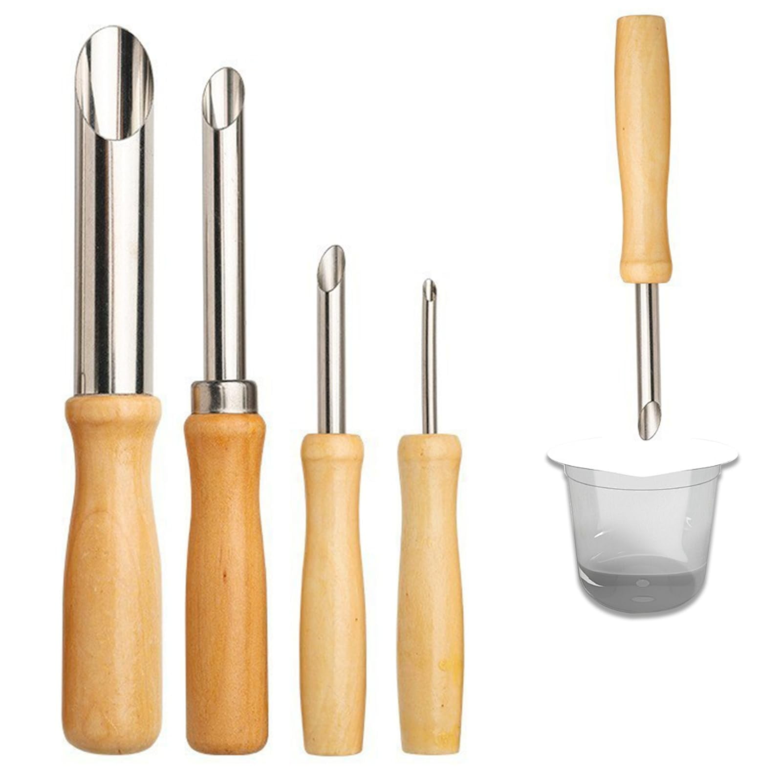 4 Pack Straw Puncher for Plastic Lids Lemonade, Stainless Steel Clay ...