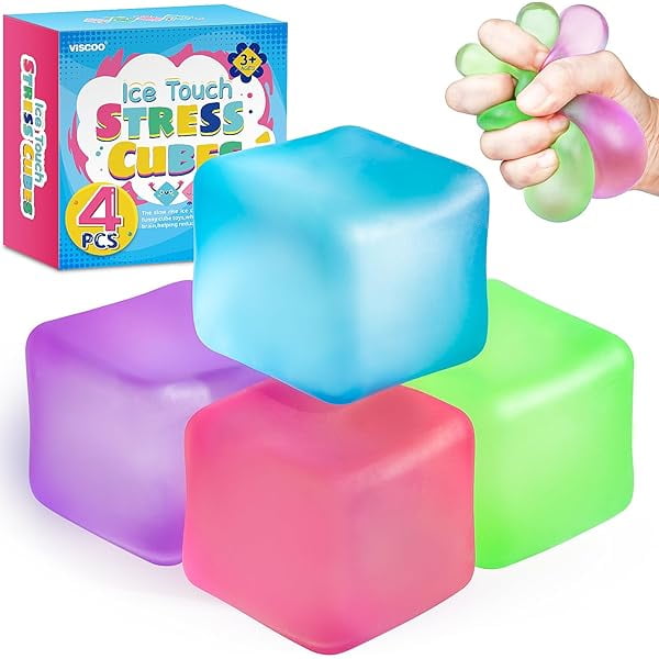 4 Pack Stress Cube, Slow Rising Ice Cube Stress Balls for Adults Kids ...
