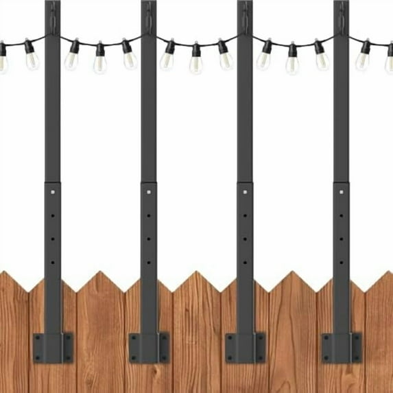 4 Pack String Light Poles,2.8Ft Metal Poles for Outdoor String Lights ...