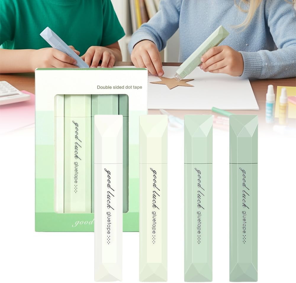 4-Pack Strong Double Sided Tape Roller | 0.23in x 16.4ft Adhesive Tape Glue for Gift Wrapping ...