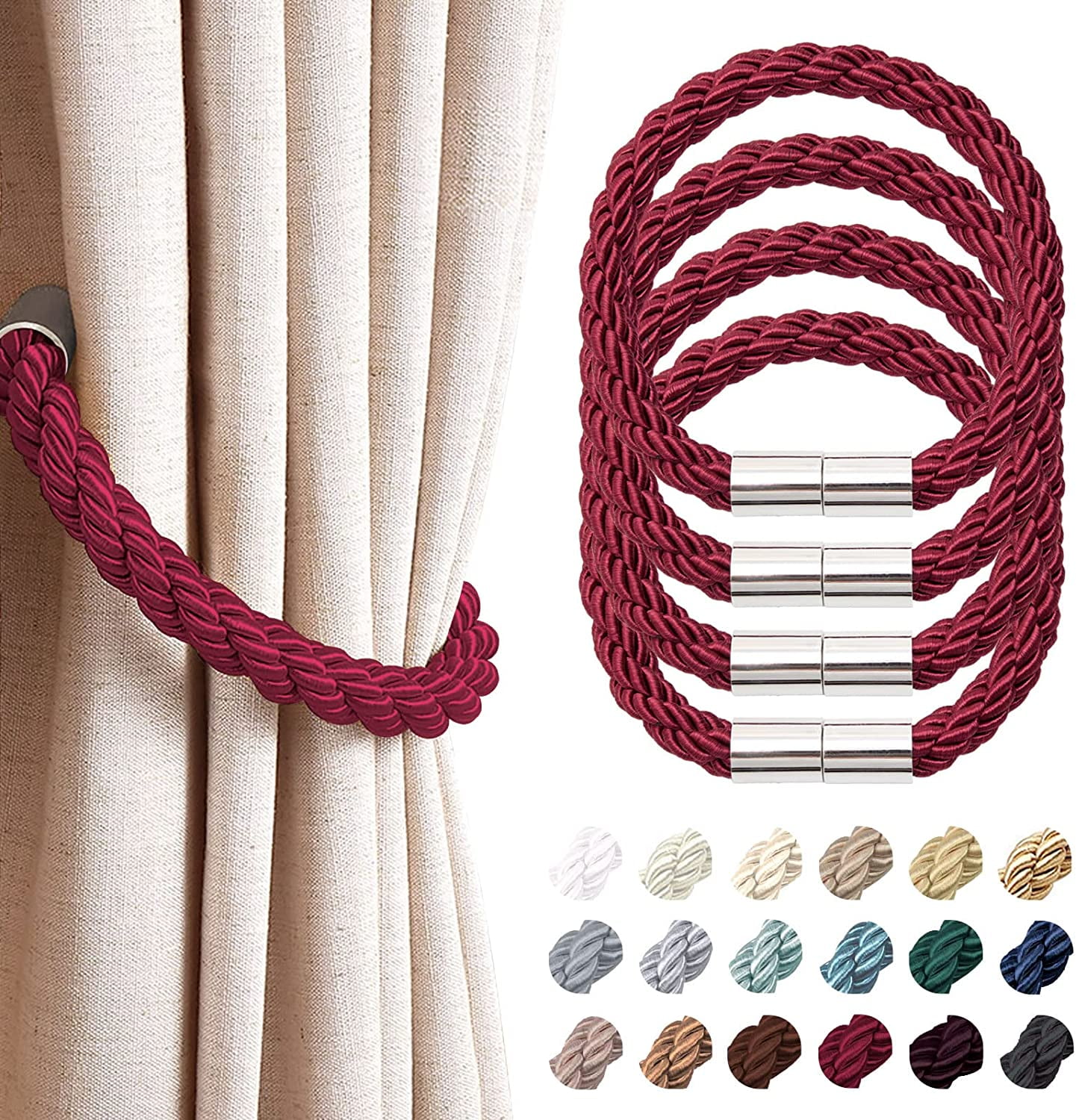 4 Pack Strong Magnetic Curtain Tiebacks Modern Simple Style Drape Tie ...