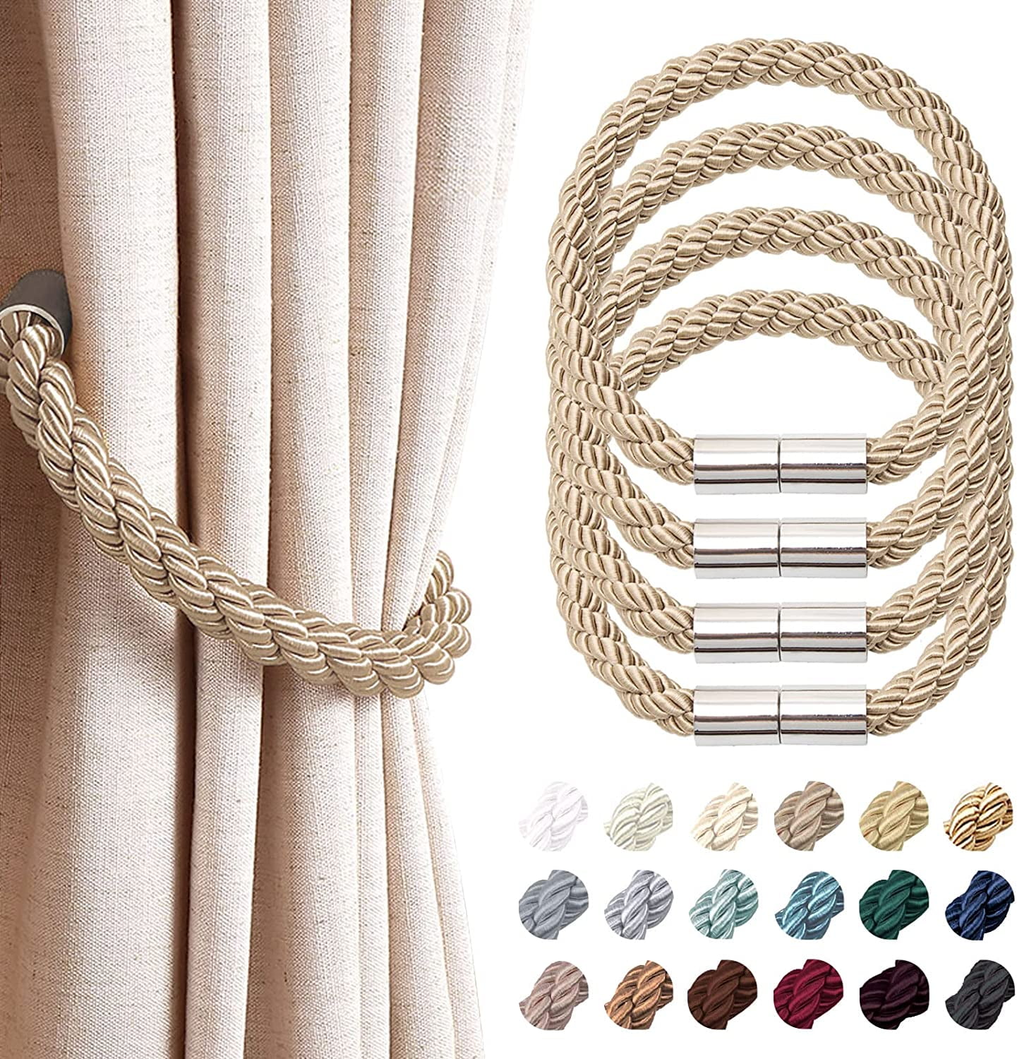 4 Pack Strong Magnetic Curtain Tiebacks Modern Simple Style Drape Tie ...